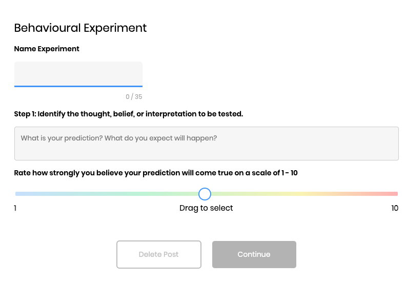 Complete a Behavioural Experiment – Tranquility